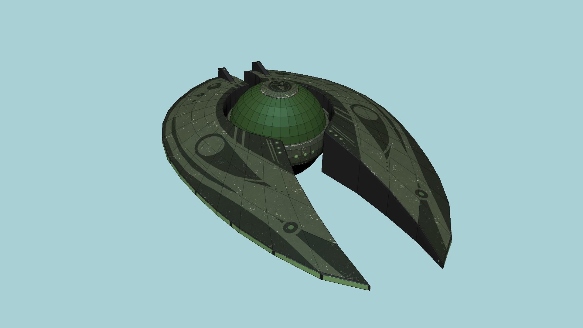 3D model Alien Spaceship UFO I05 Dark Green - Sci Fi Spacecraft Design ...