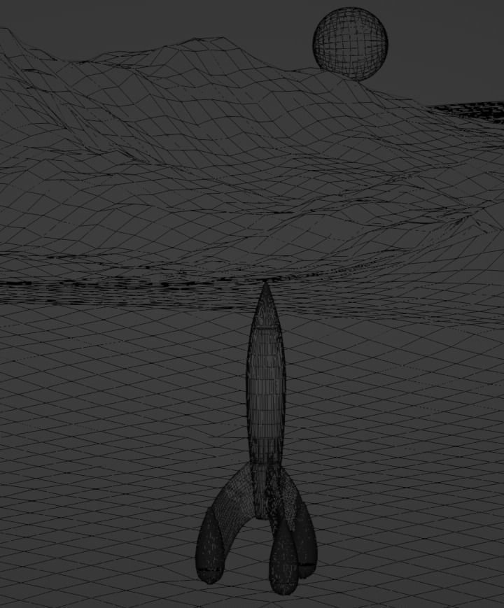 Tintin rocket on moon 3D model animated | CGTrader