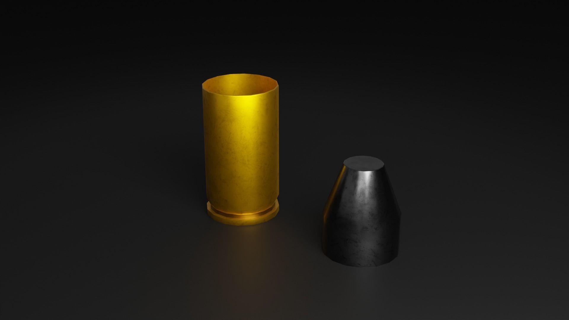 3D model 9x18mm police ammo casing and bullet Low-poly 3D model VR / AR ...