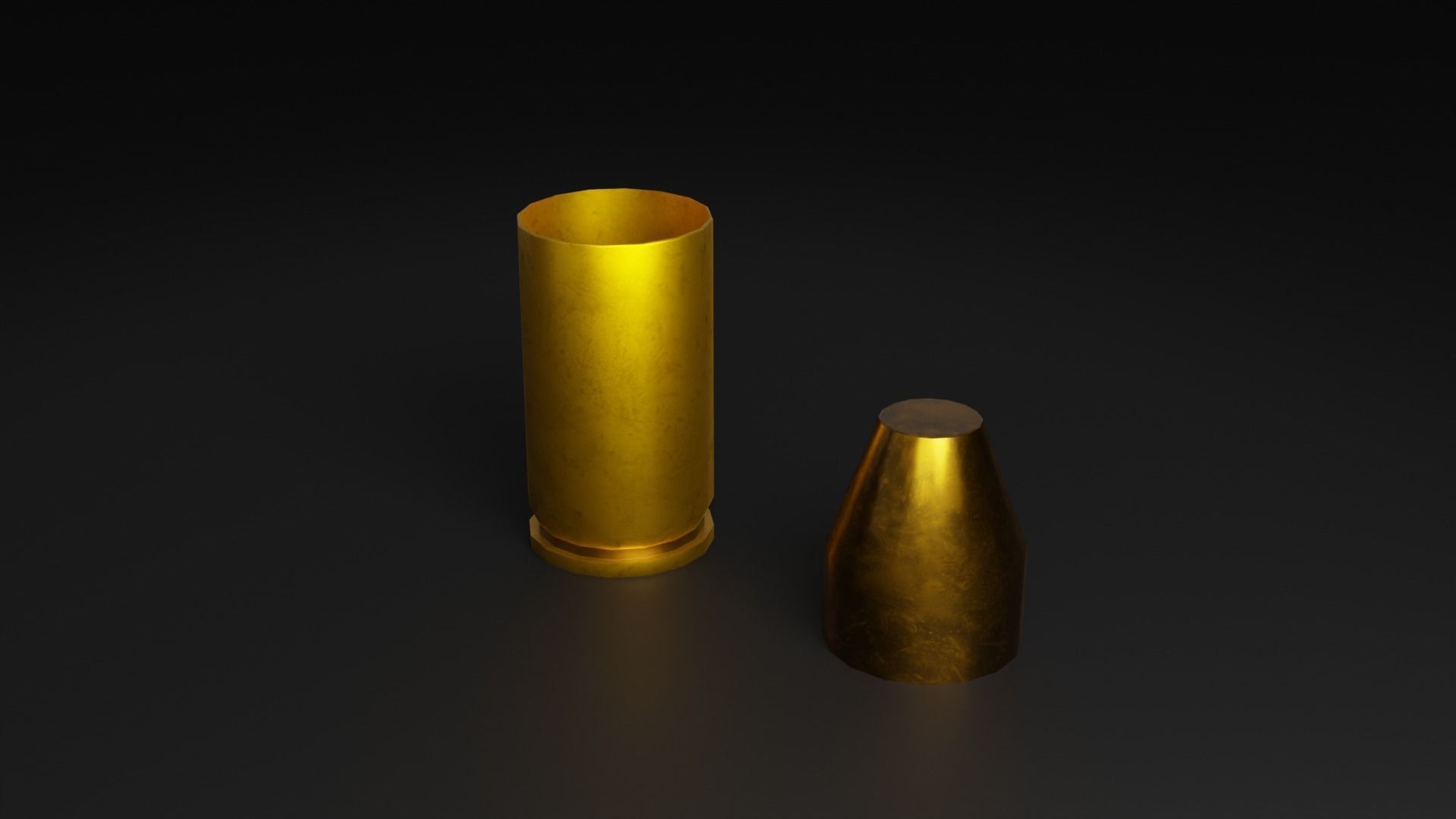 3D model 9x18mm police ammo casing and bullet Low-poly 3D model VR / AR ...