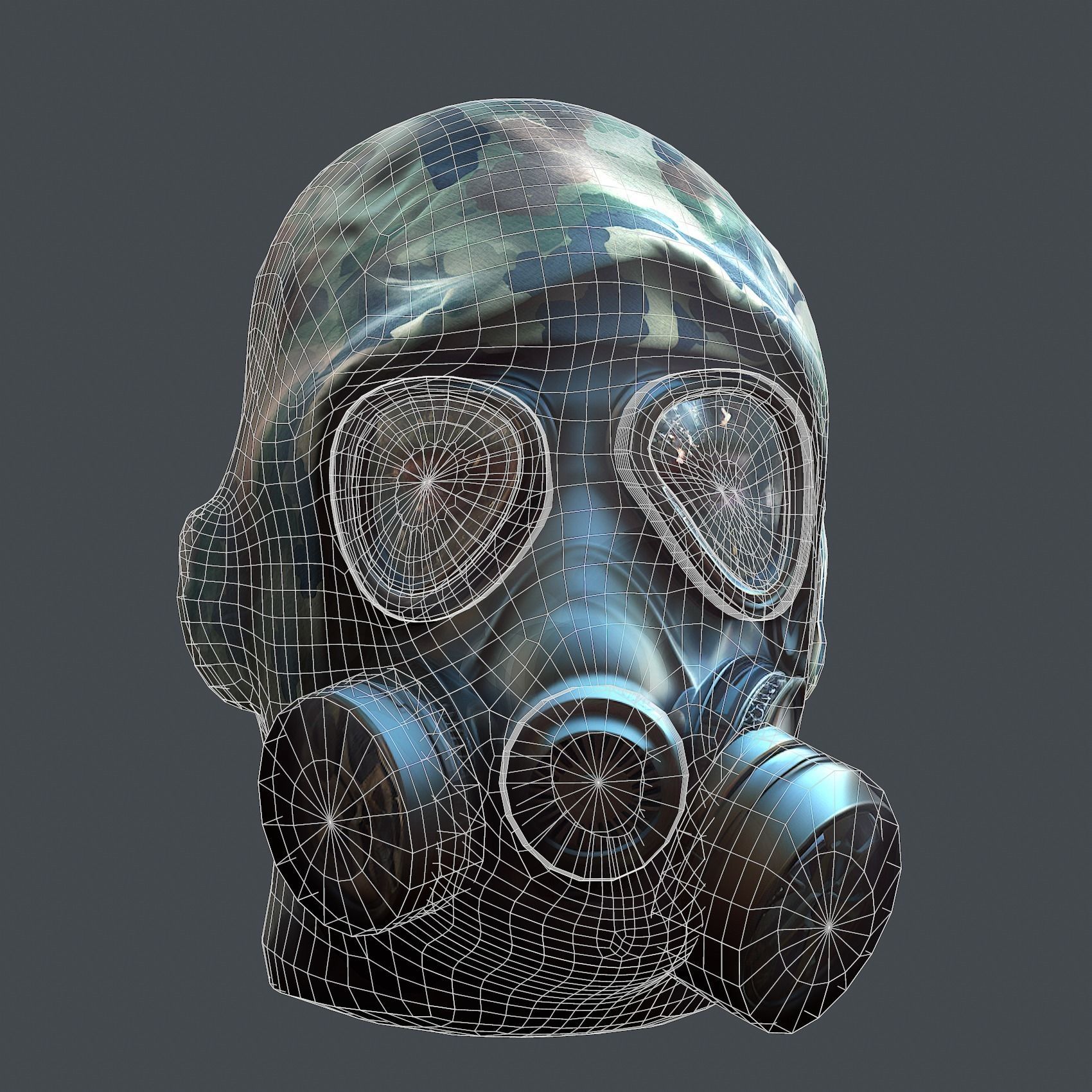 3D model Gas mask helmet 3d model military combat fantasy VR / AR / low ...