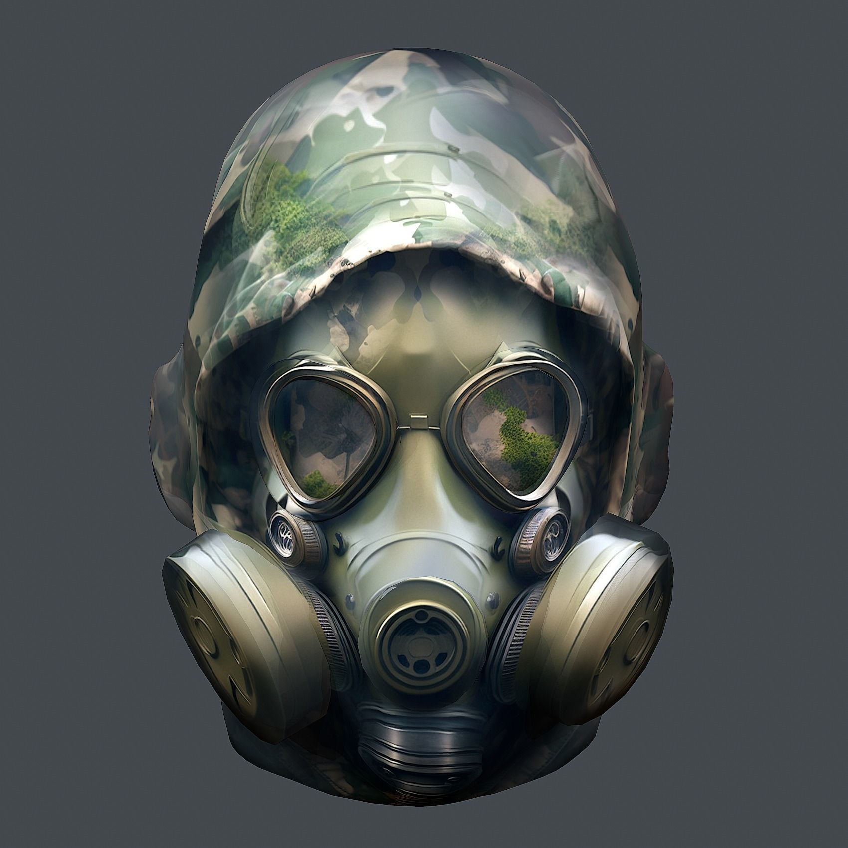 3D model Gas mask helmet 3d model military combat VR / AR / low-poly ...