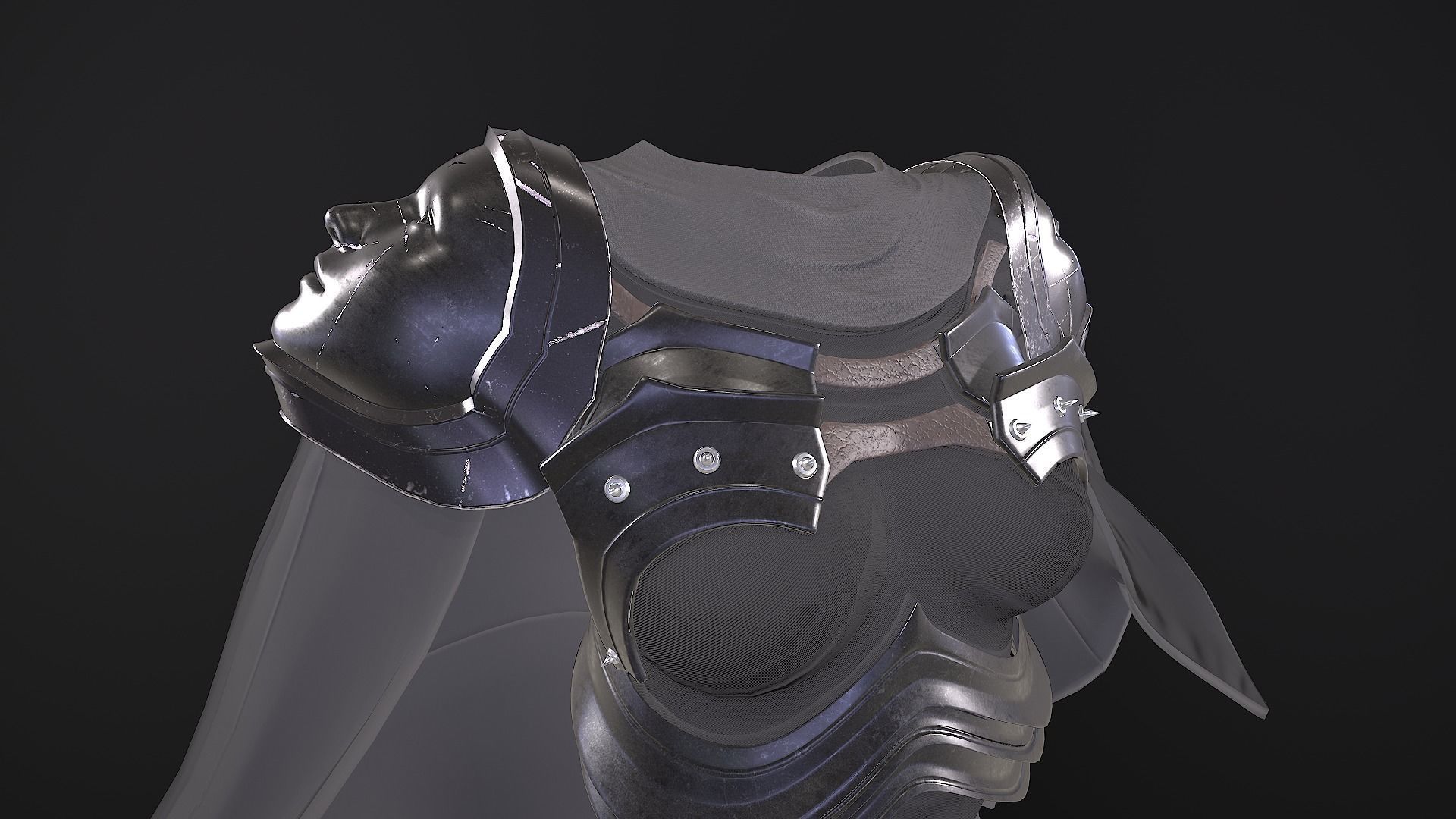 3D model female medieval metal knight chest armor VR / AR / low-poly ...