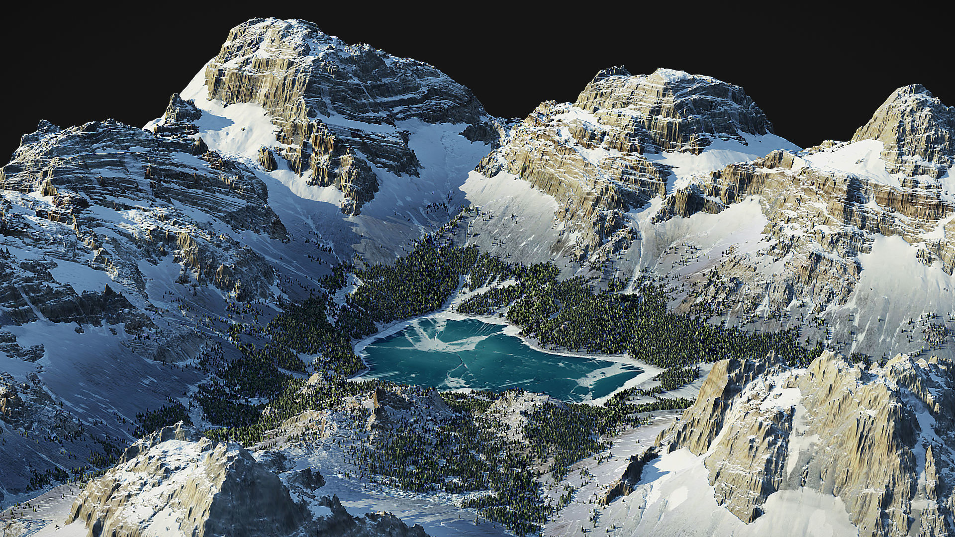 Mountain Lake Landscape - World Machine 3D model | CGTrader