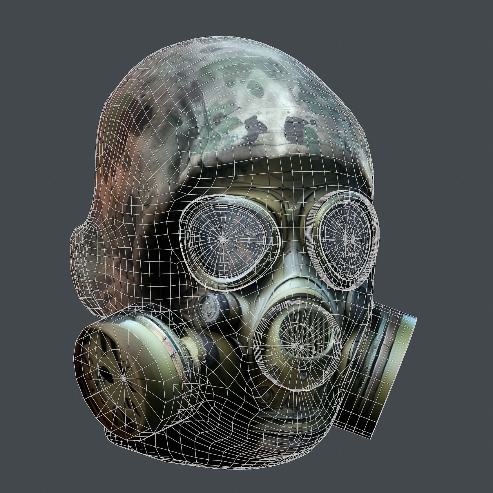3D model Gas mask helmet 3d model military combat Low-poly 3D model VR ...