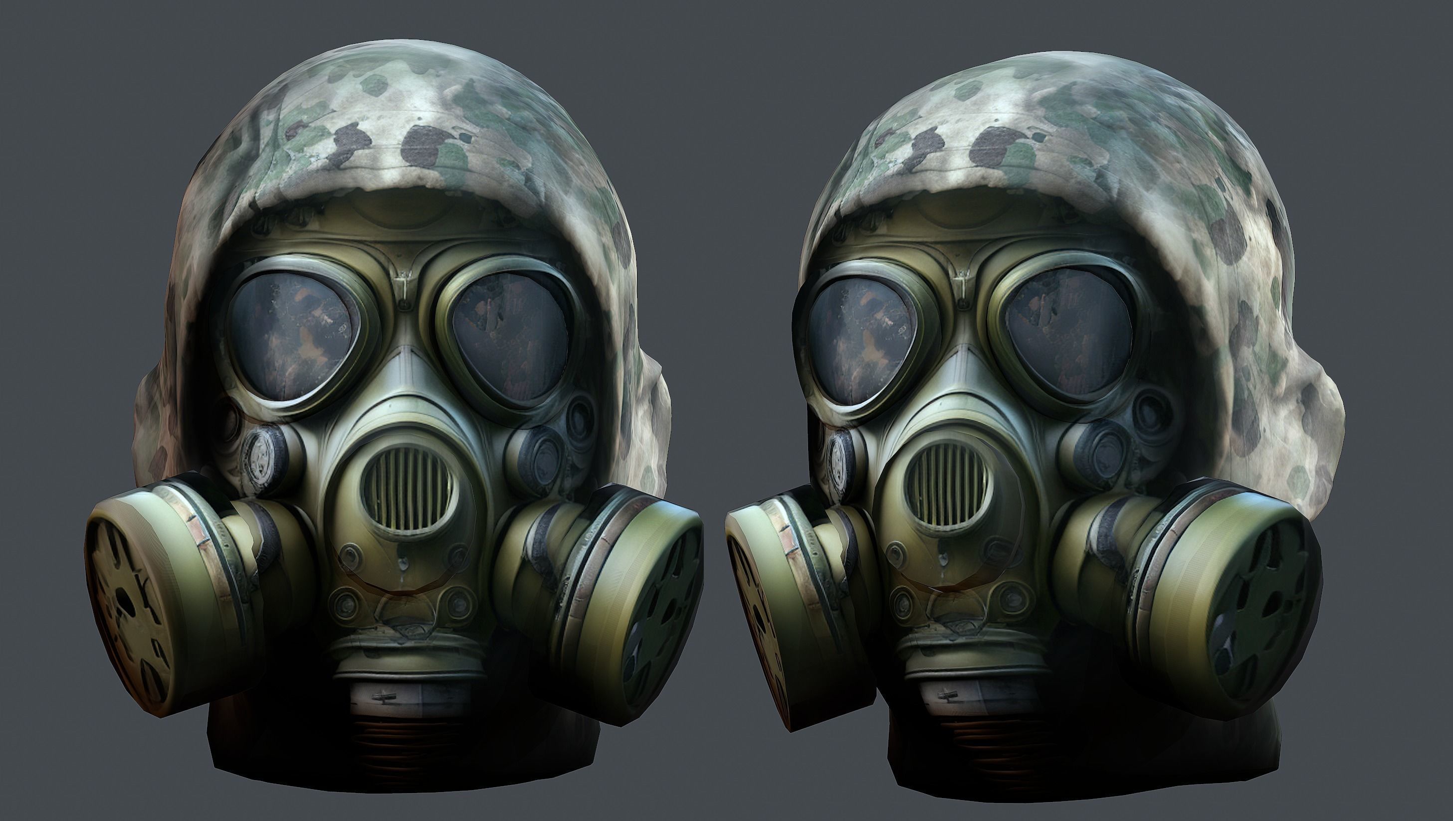 3D model Gas mask helmet 3d model military combat Low-poly 3D model VR ...