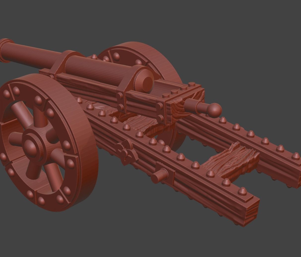 Stylized wheeled cannon figurine 3D model 3D printable | CGTrader