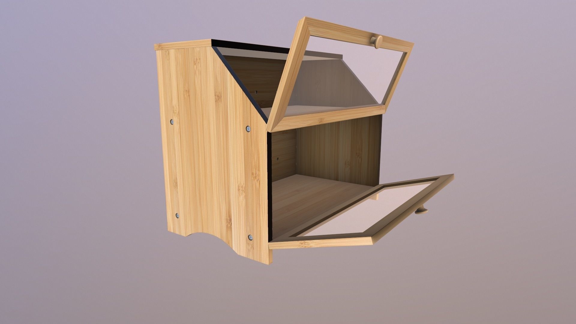 Bamboo Double Layered Bread Box 3D model | CGTrader