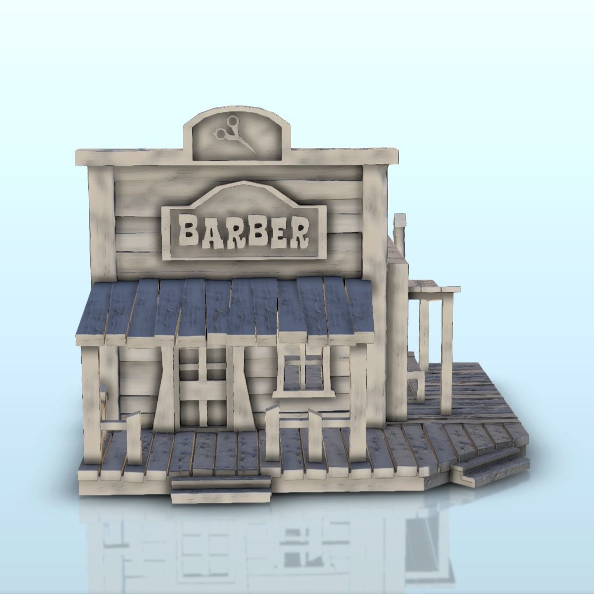 Western barber shop with canopy and bench 10 - USA ACW Civil War 3D ...