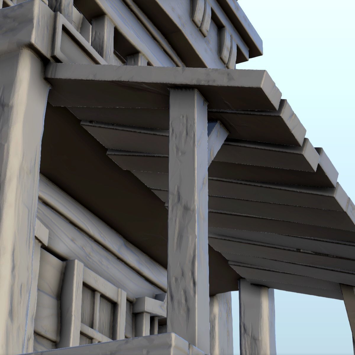 Western bank building with floor and canopy 7 - USA ACW War 3D model 3D ...