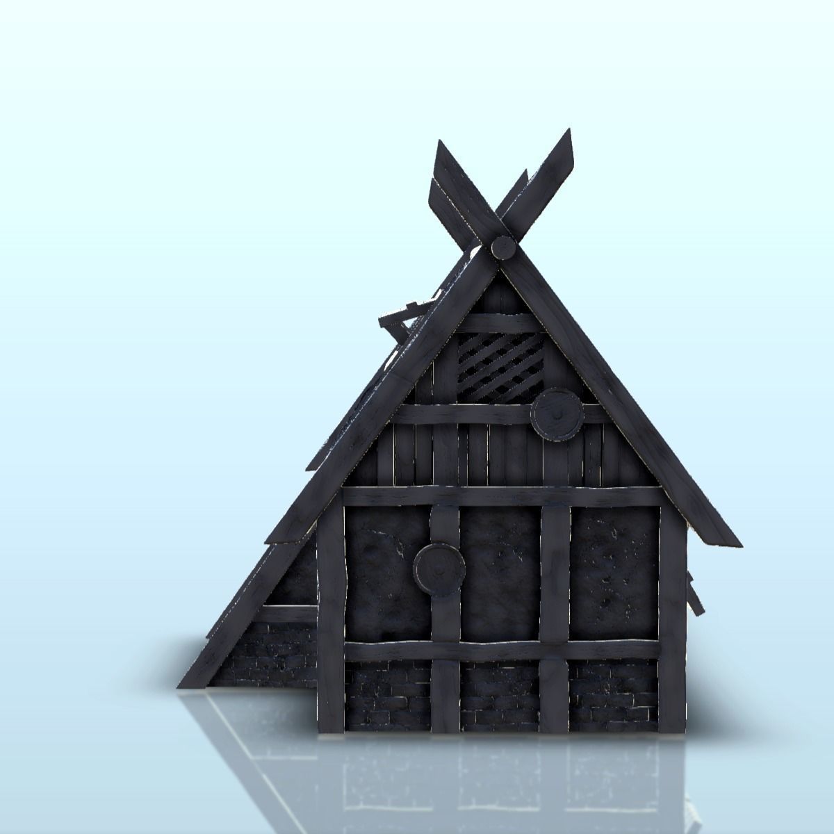 Viking building with large thatched roof and roof window 8 3D model 3D ...