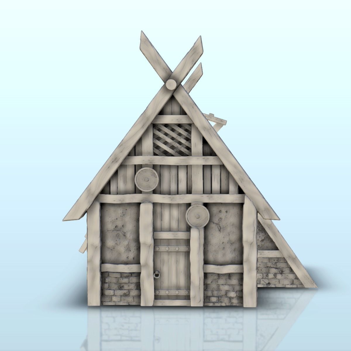Viking building with large thatched roof and roof window 8 3D model 3D ...