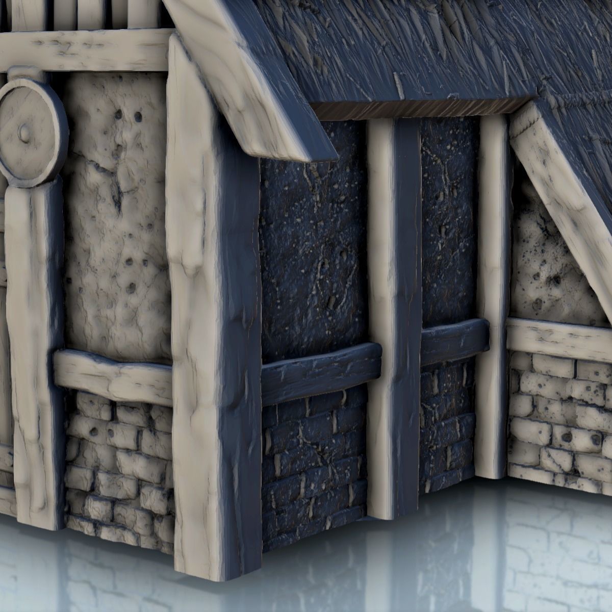Viking building with large thatched roof and roof window 8 3D model 3D ...