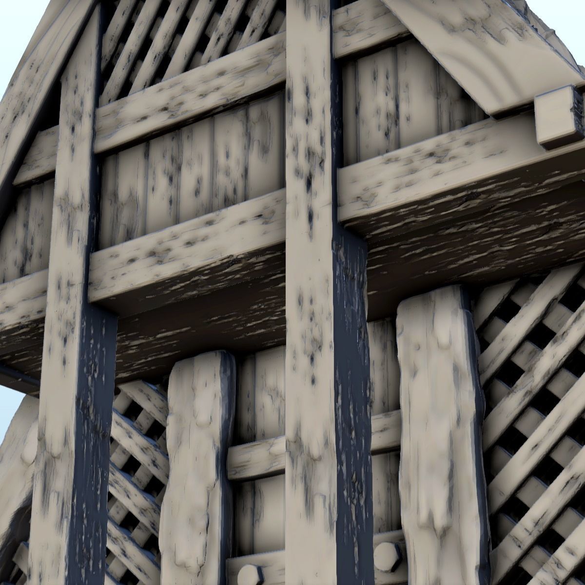 Viking building with bevelled roof and wooden column 6 3D model 3D ...