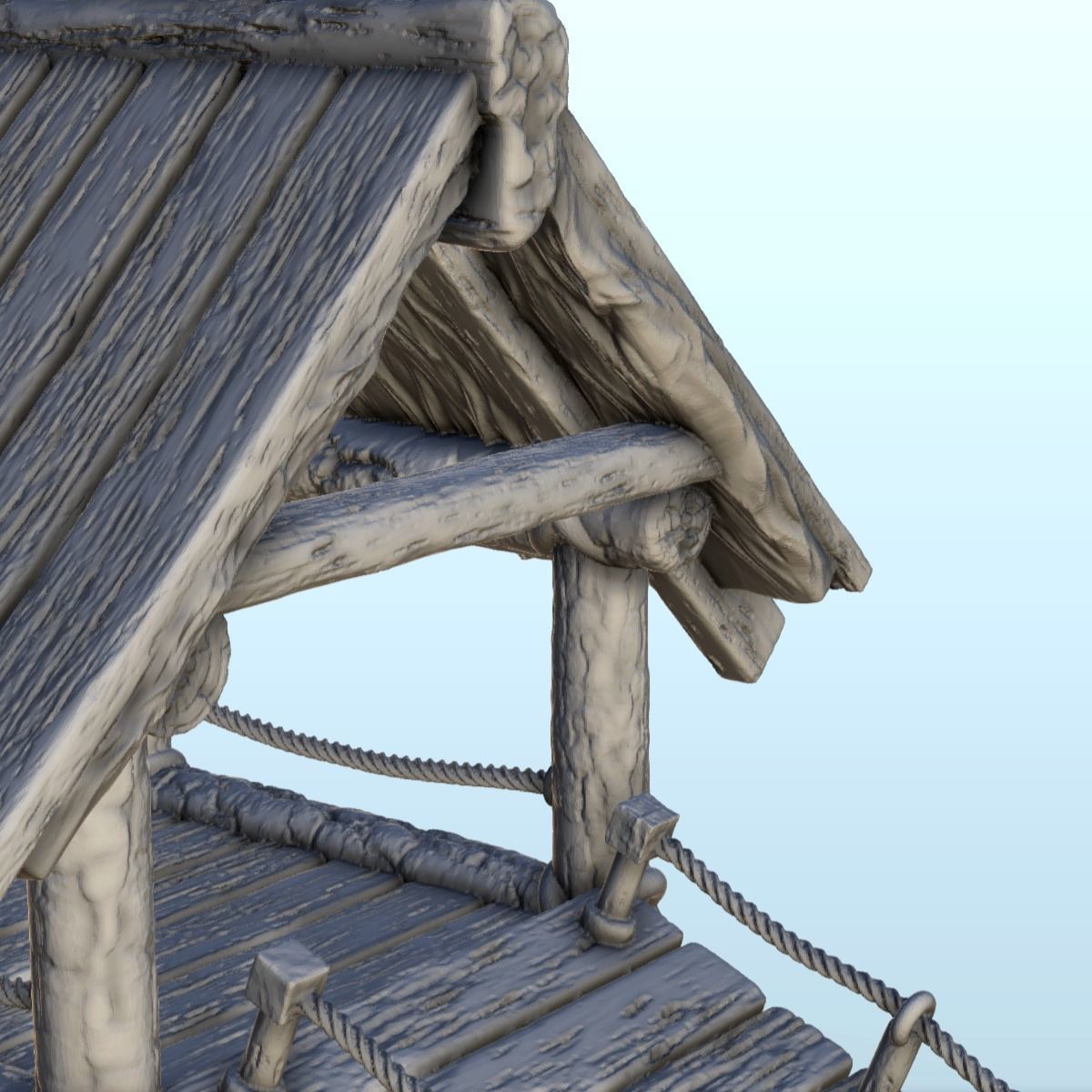 Stone walkway with wooden roof and access ramp 12 3D model 3D printable ...