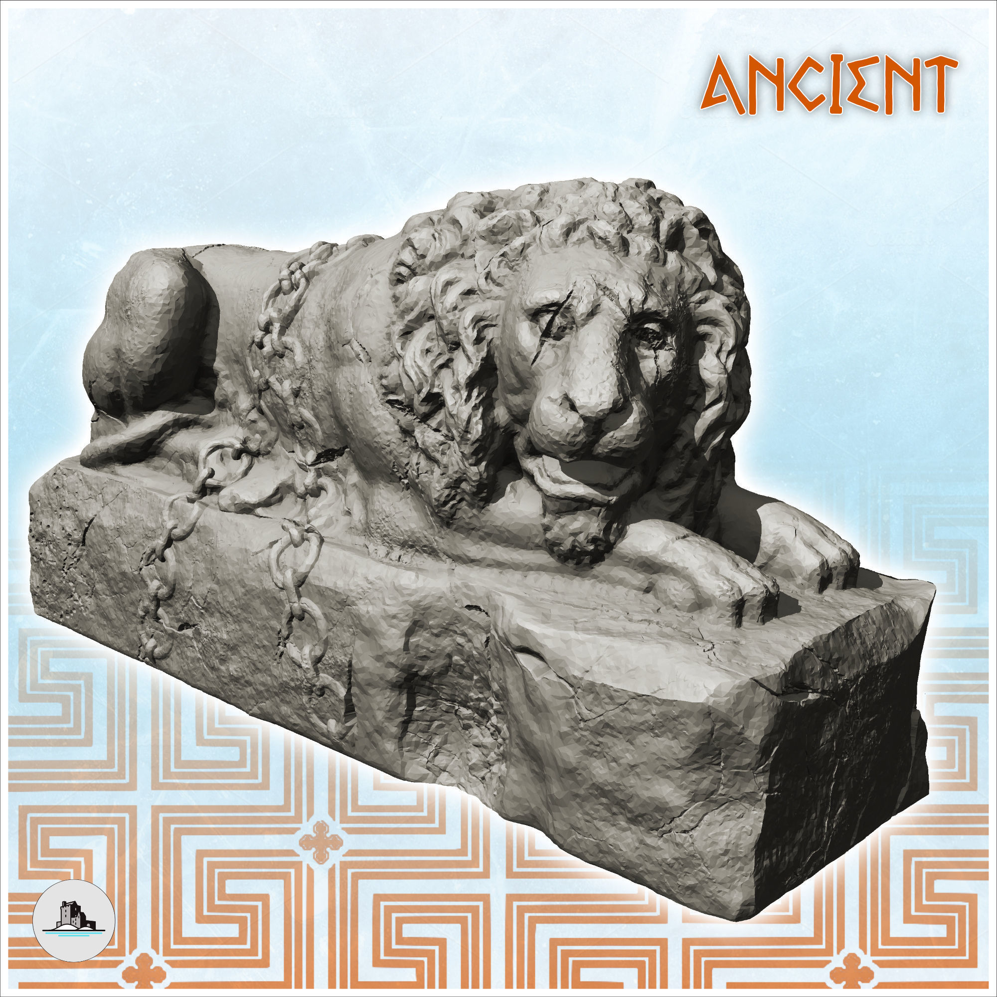 Statue of elongated lion damaged version 3 - Ancient Classic Old 3D ...