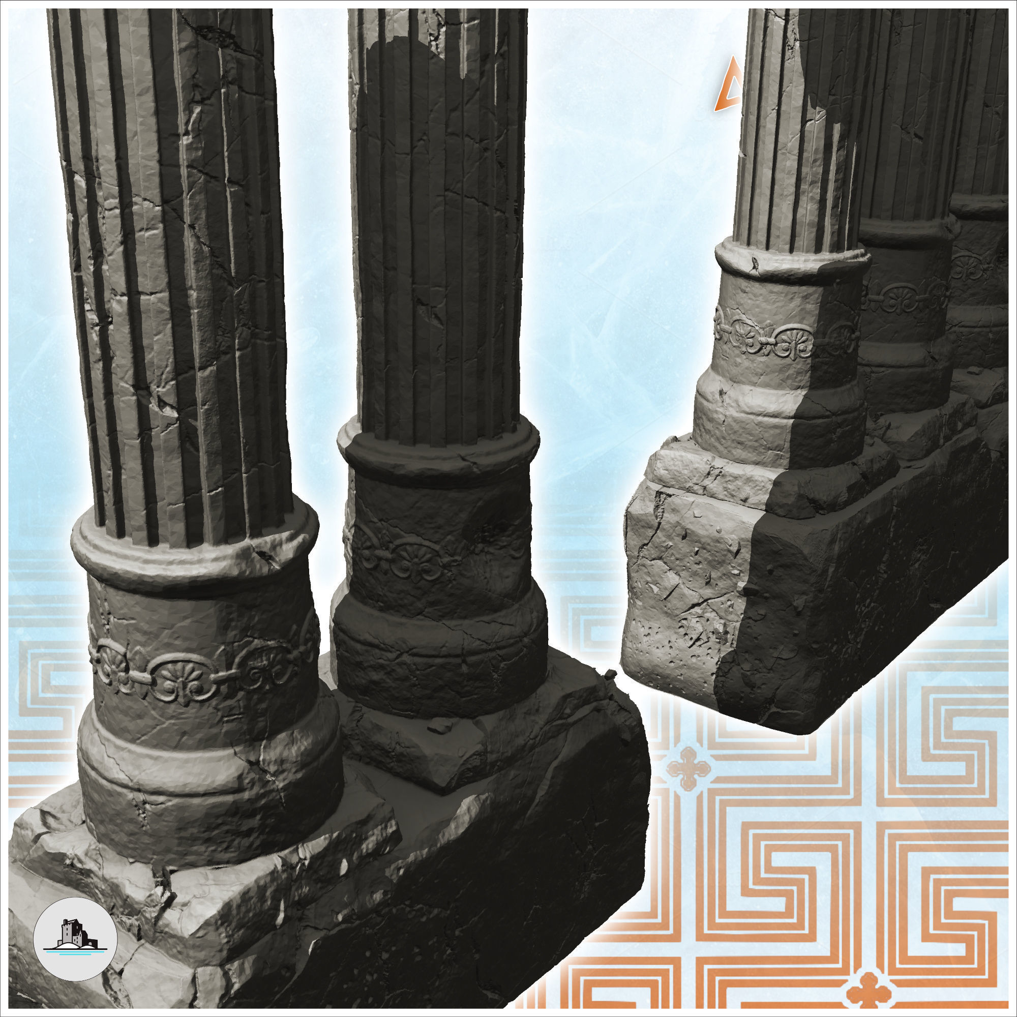 Set of ruined antique columns 1 - Ancient Classic Old Archaic 3D model ...