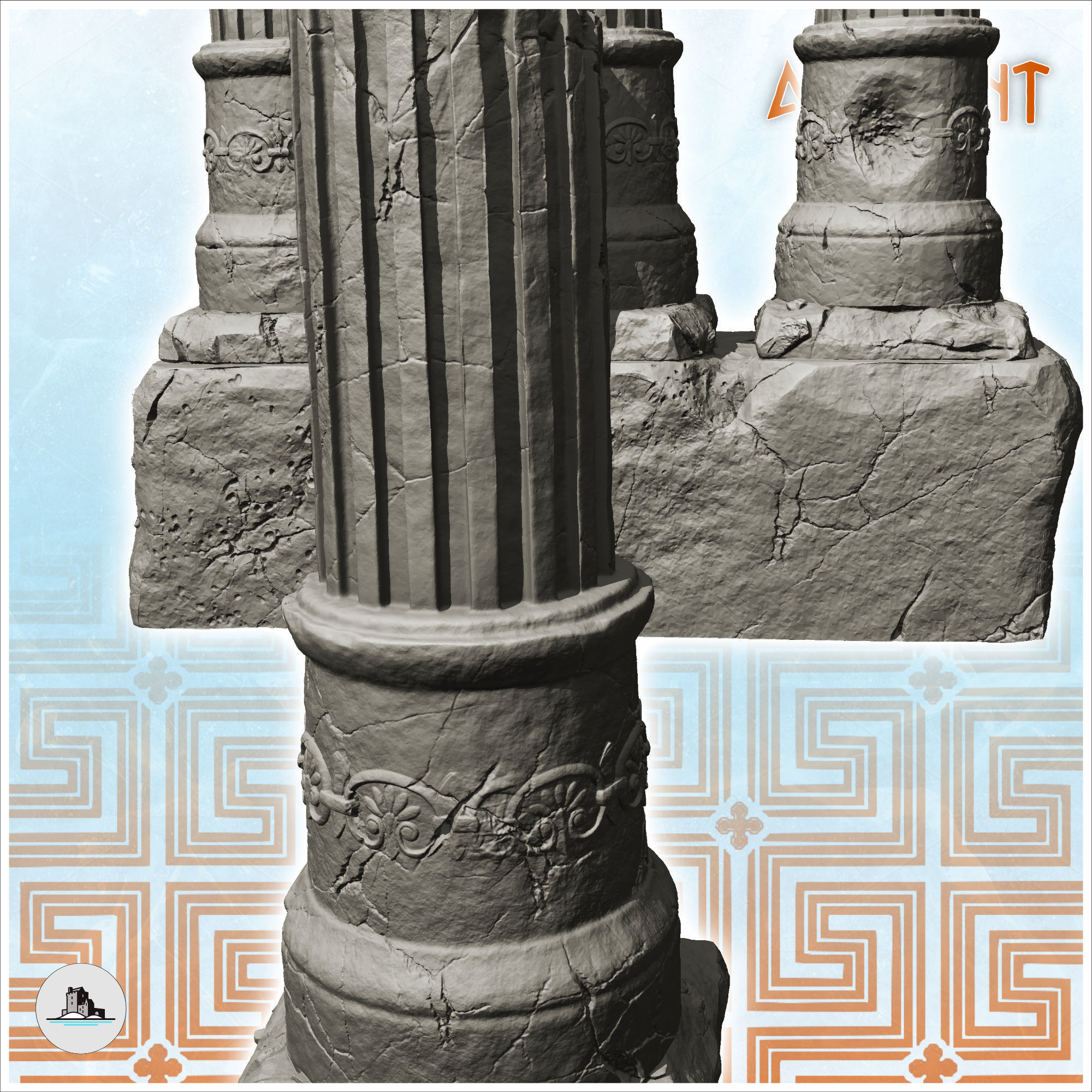Set of ruined antique columns 1 - Ancient Classic Old Archaic 3D model ...