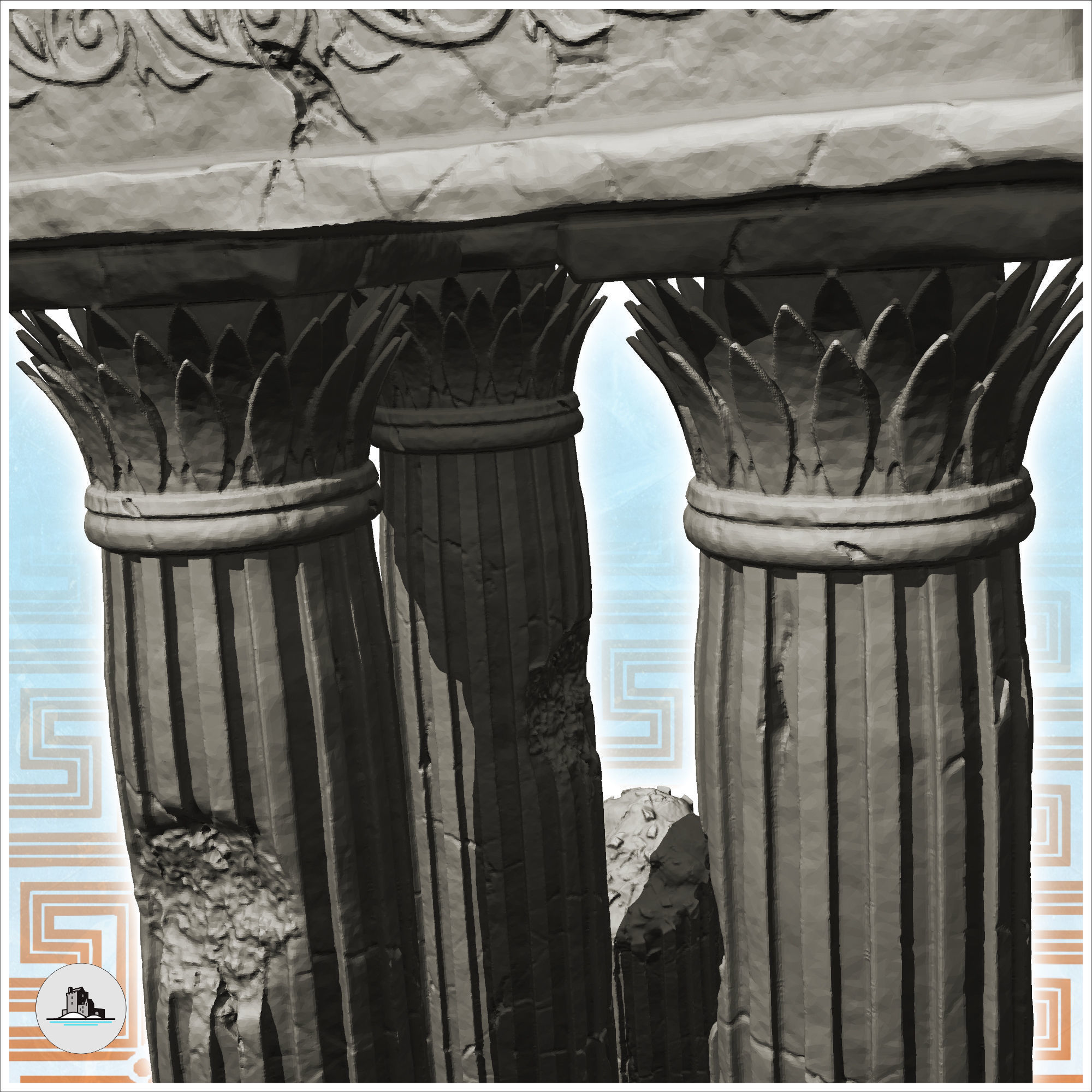 Set of ruined antique columns 1 - Ancient Classic Old Archaic 3D model ...