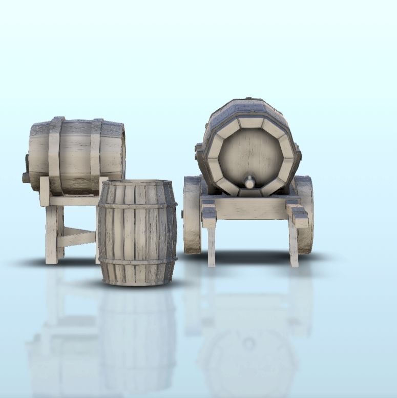 Set of medieval barrels 1 - Medieval Gothic Feudal Old Archaic 3D model ...