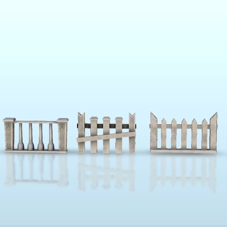 Set of fences 2 - Medieval Gothic Feudal Old Archaic Saga 28mm 3D model ...