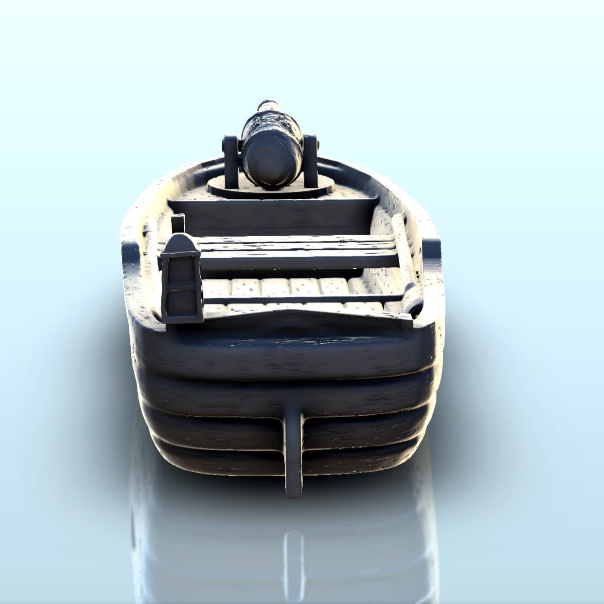 Paddle boat with powder cannon 1 - Medieval Gothic Feudal Old 3D model ...