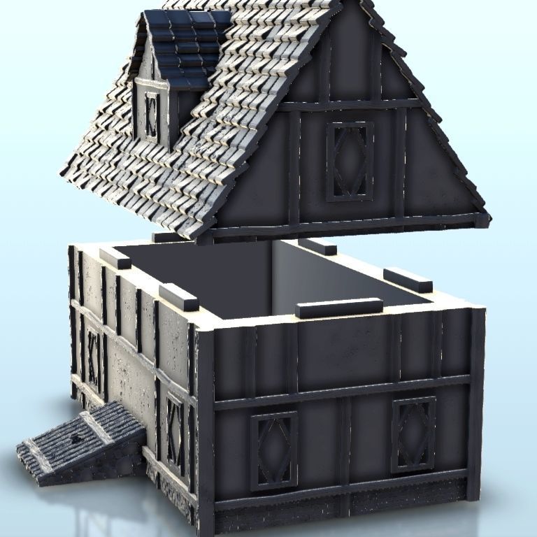Medieval house with cellar exterior entrance 4 3D model 3D printable ...