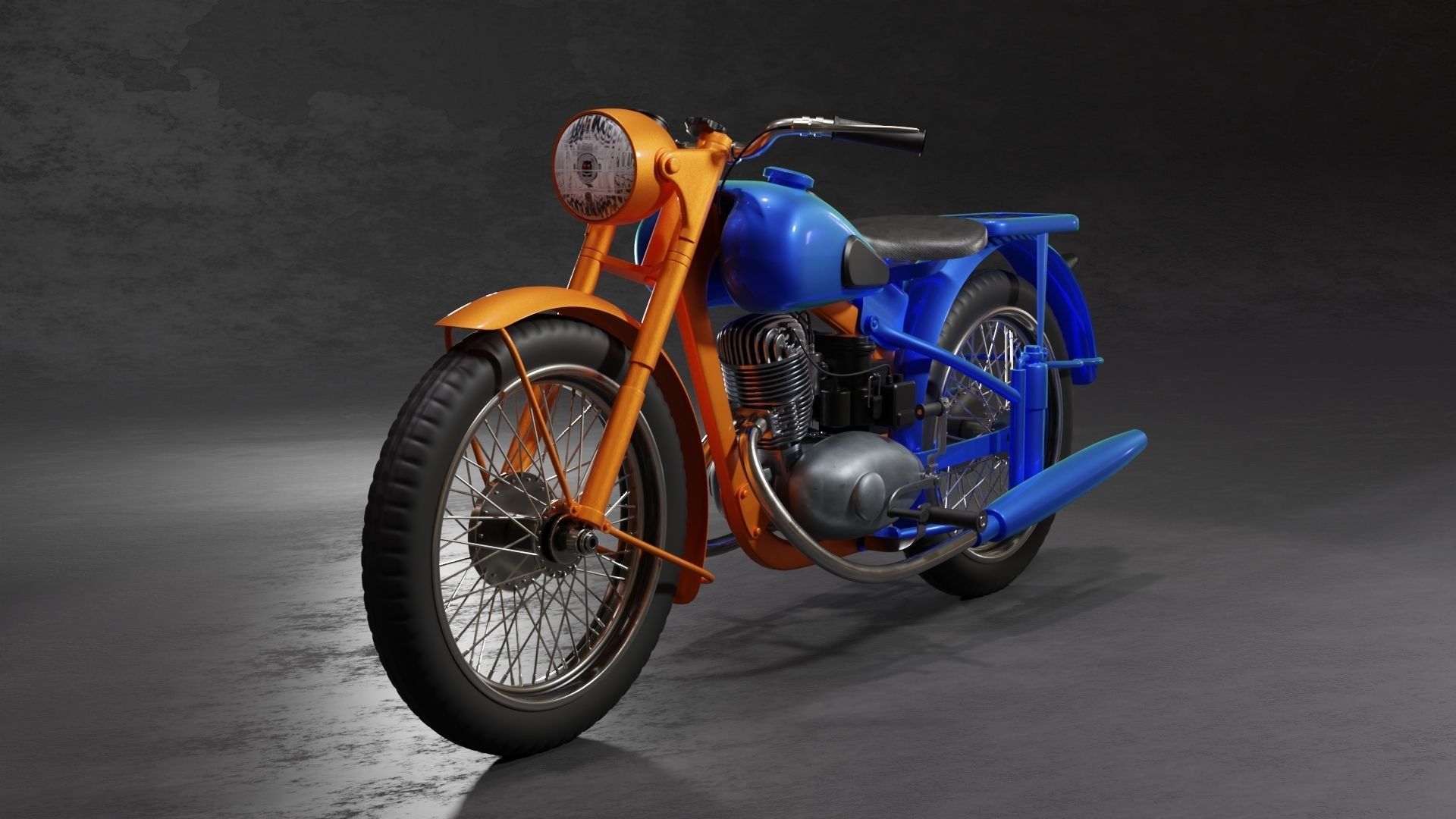 Bike-Motocycle orange and motorcycle 3D model | CGTrader