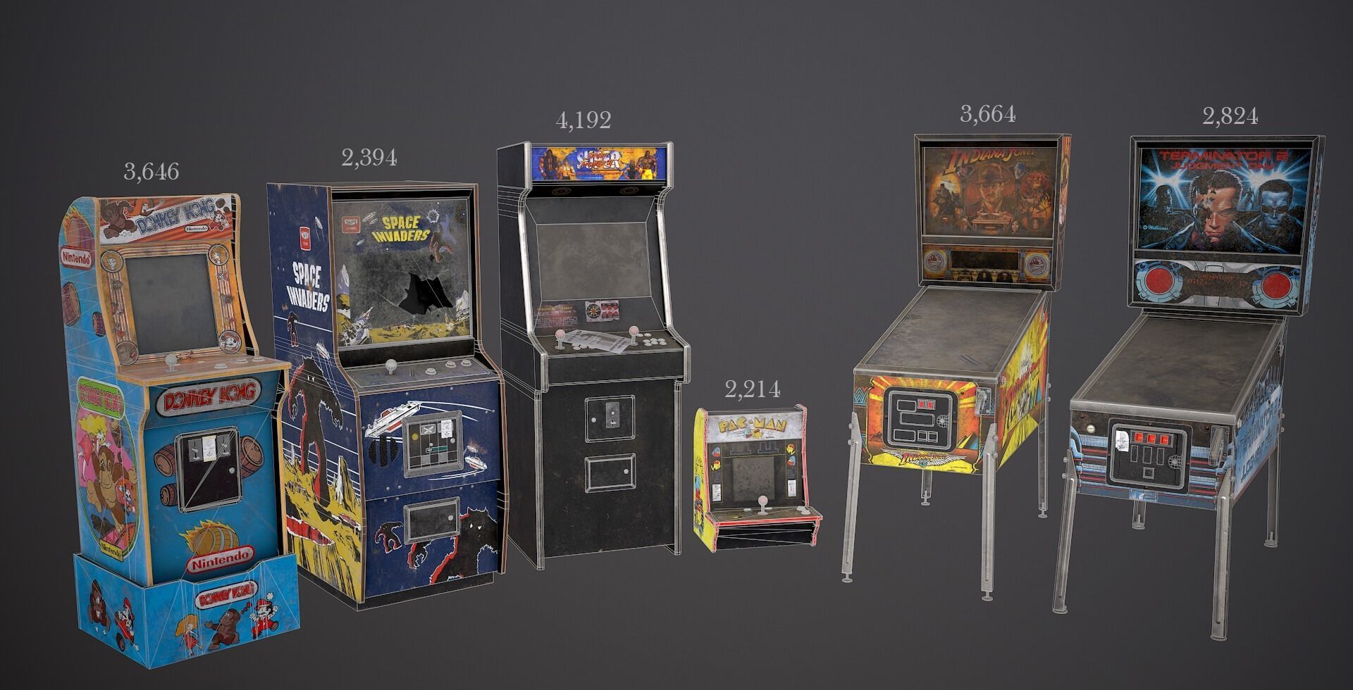 3D model Classic Arcade Game Machines Collection VR / AR / low-poly ...