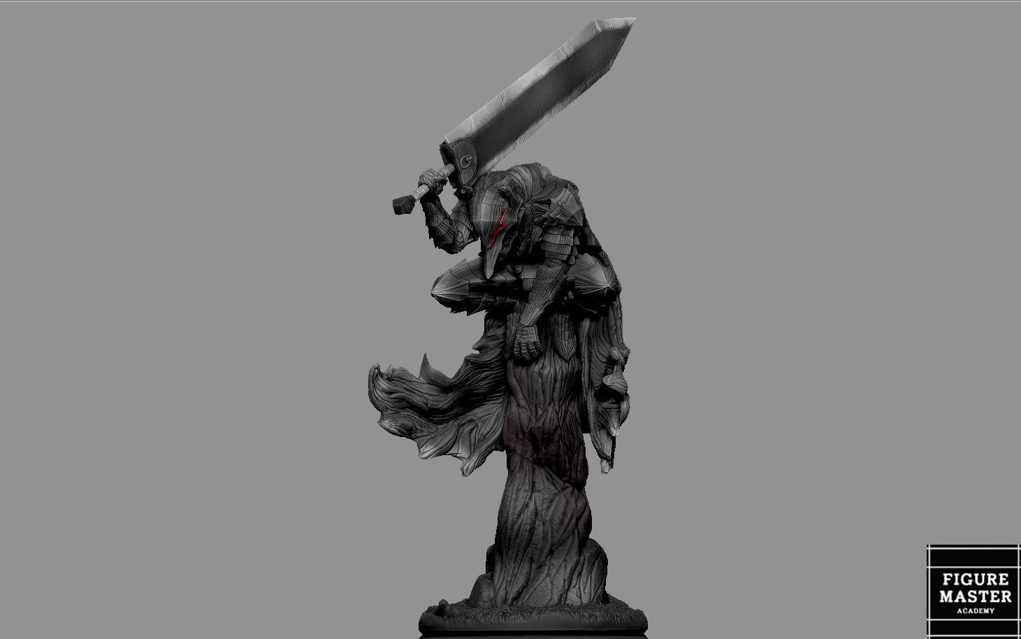 BERSERK GUTS ON EDGE FANTASY ANIME SWORD CHARACTER 3D model 3D ...