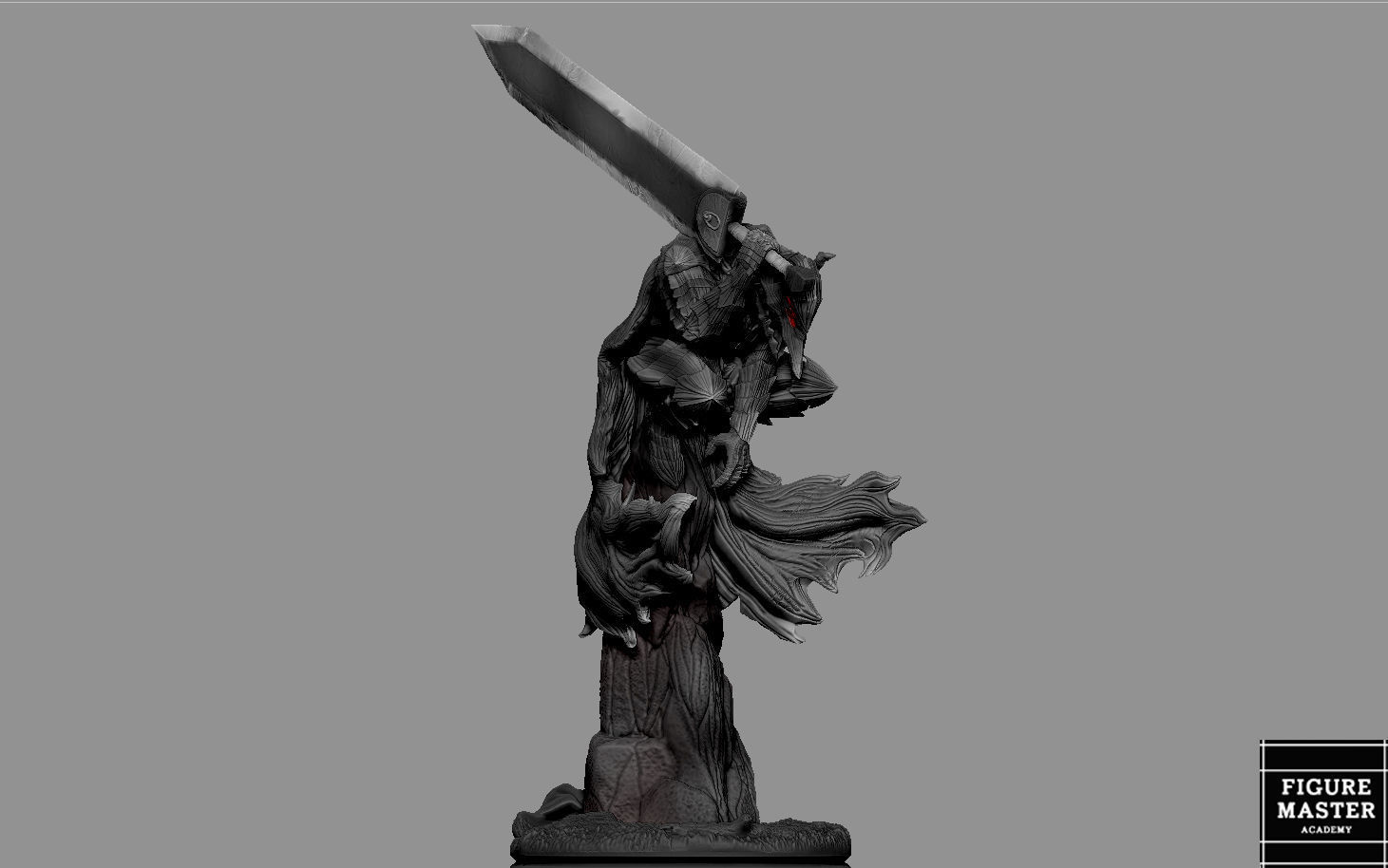 BERSERK GUTS ON EDGE FANTASY ANIME SWORD CHARACTER 3D model 3D ...