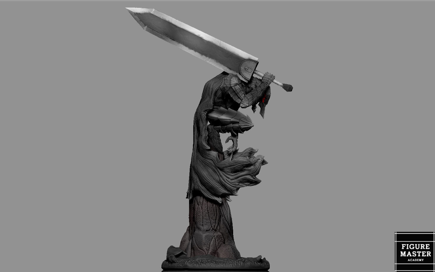 BERSERK GUTS ON EDGE FANTASY ANIME SWORD CHARACTER 3D model 3D ...