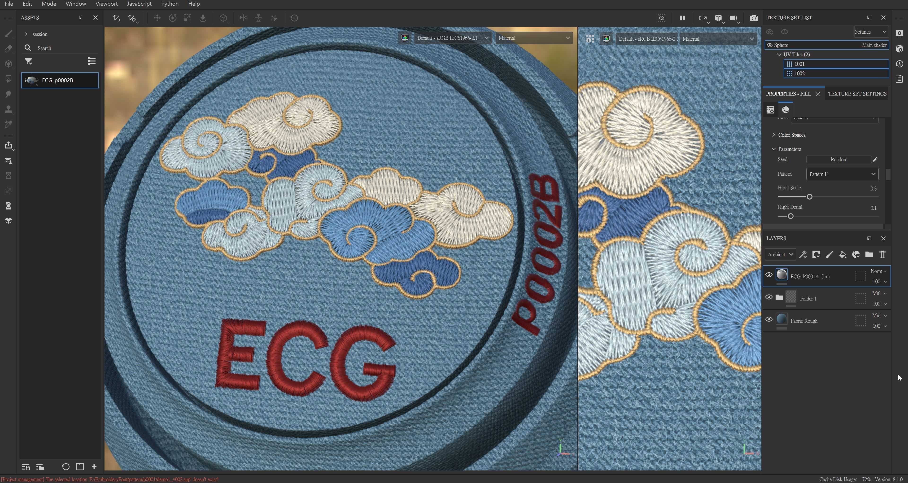 EmbroideryCG Pattern 0002B Propitious Clouds SP tools Texture | CGTrader