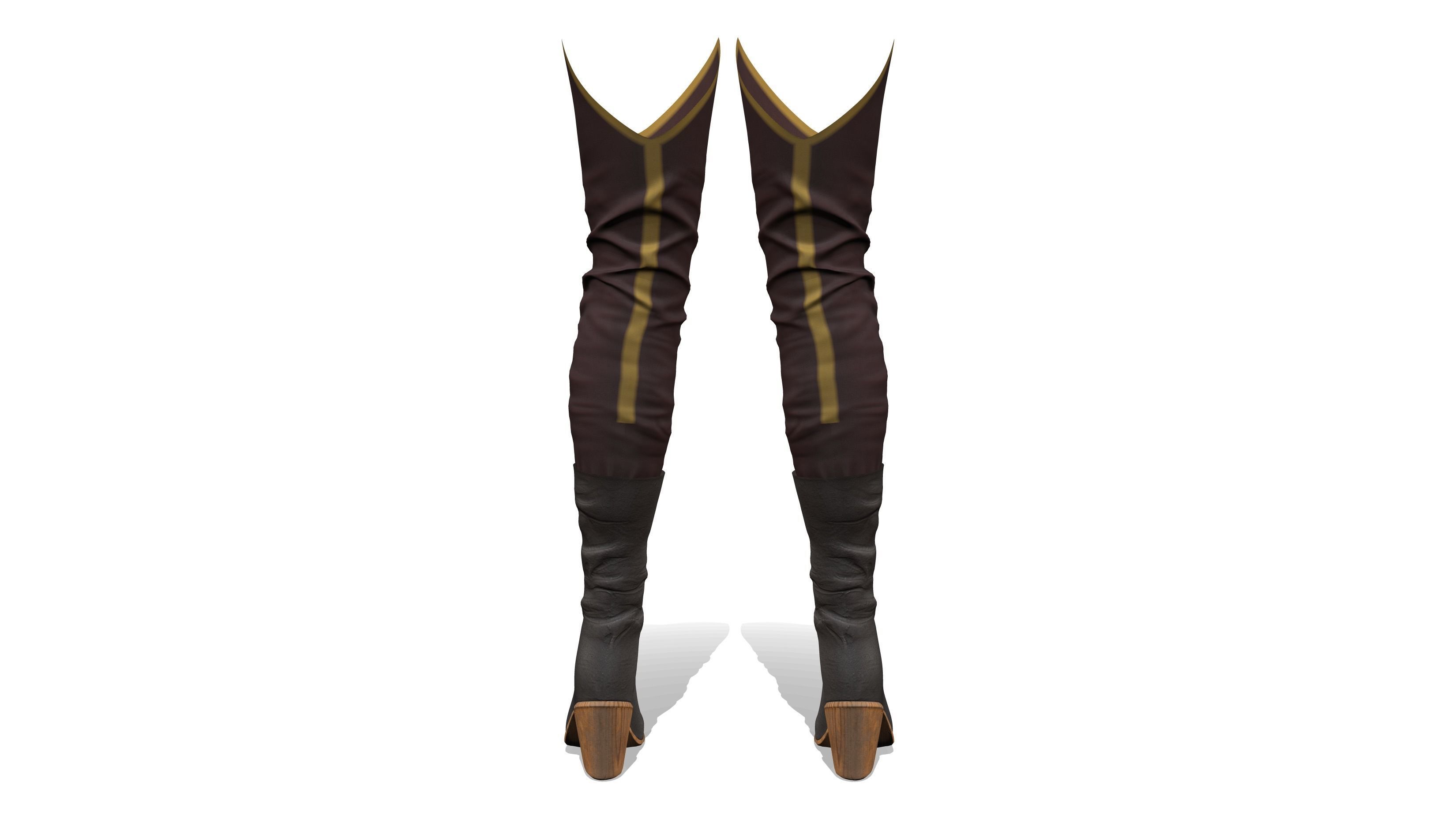3D model Medieval Knights High Heel Thigh Boots With Knee Guard VR / AR ...