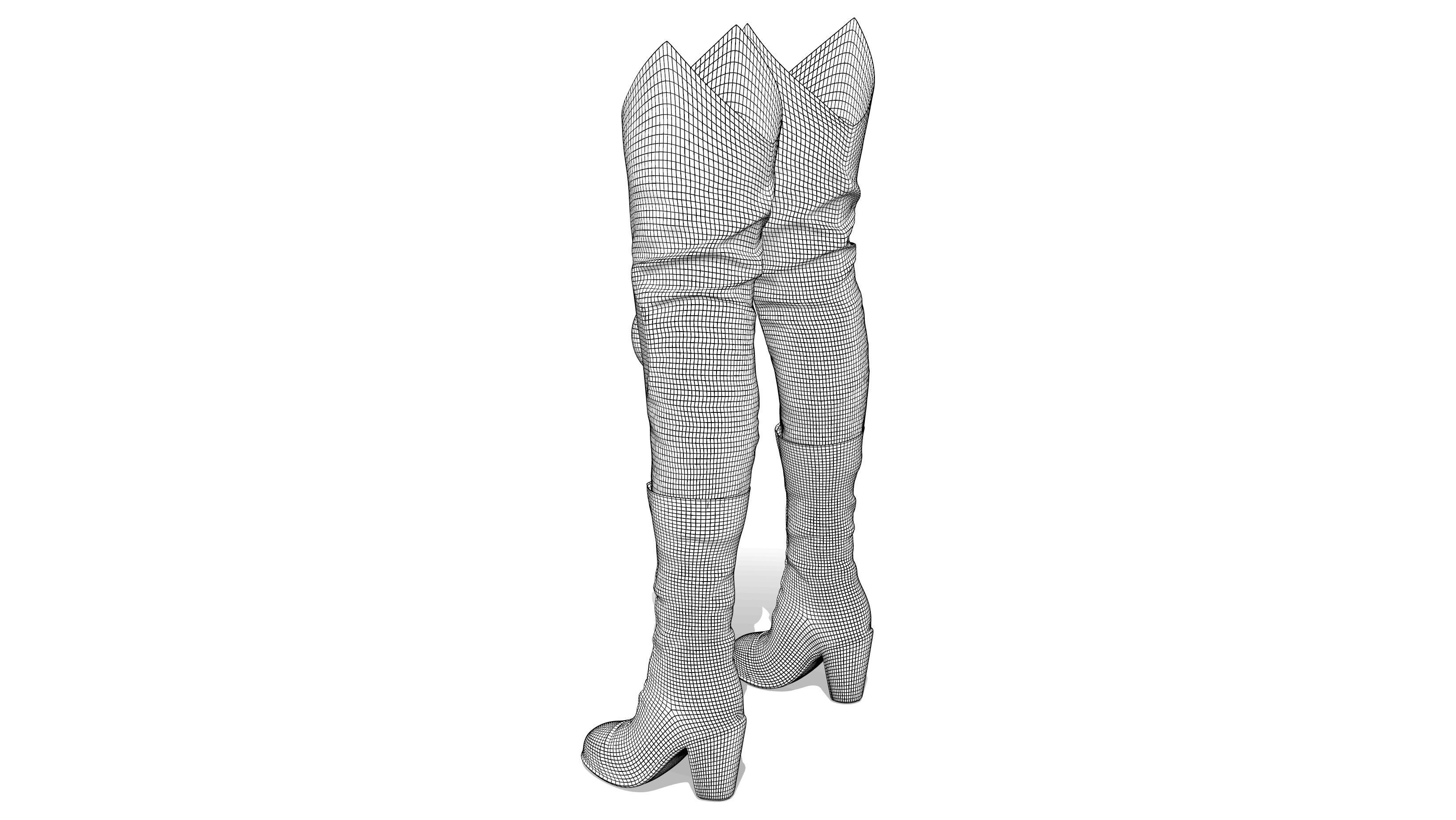 3D model Medieval Knights High Heel Thigh Boots With Knee Guard VR / AR ...