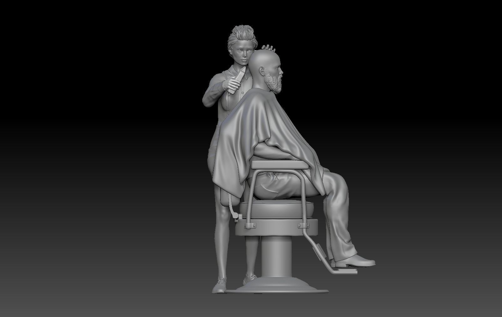 BARBER SHOP GIRL AND CUSTOMER 3D model 3D printable | CGTrader