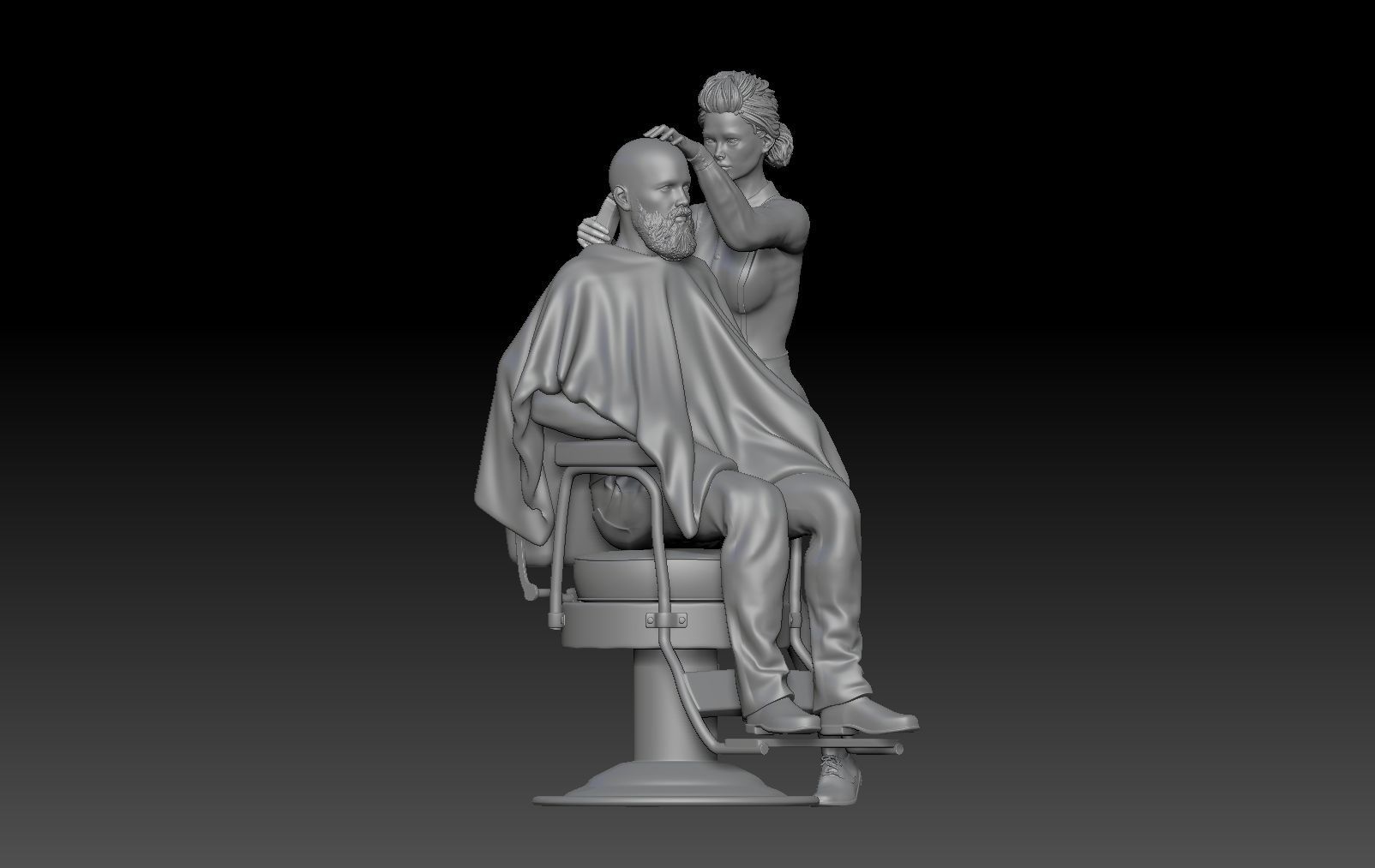 BARBER SHOP GIRL AND CUSTOMER 3D model 3D printable | CGTrader