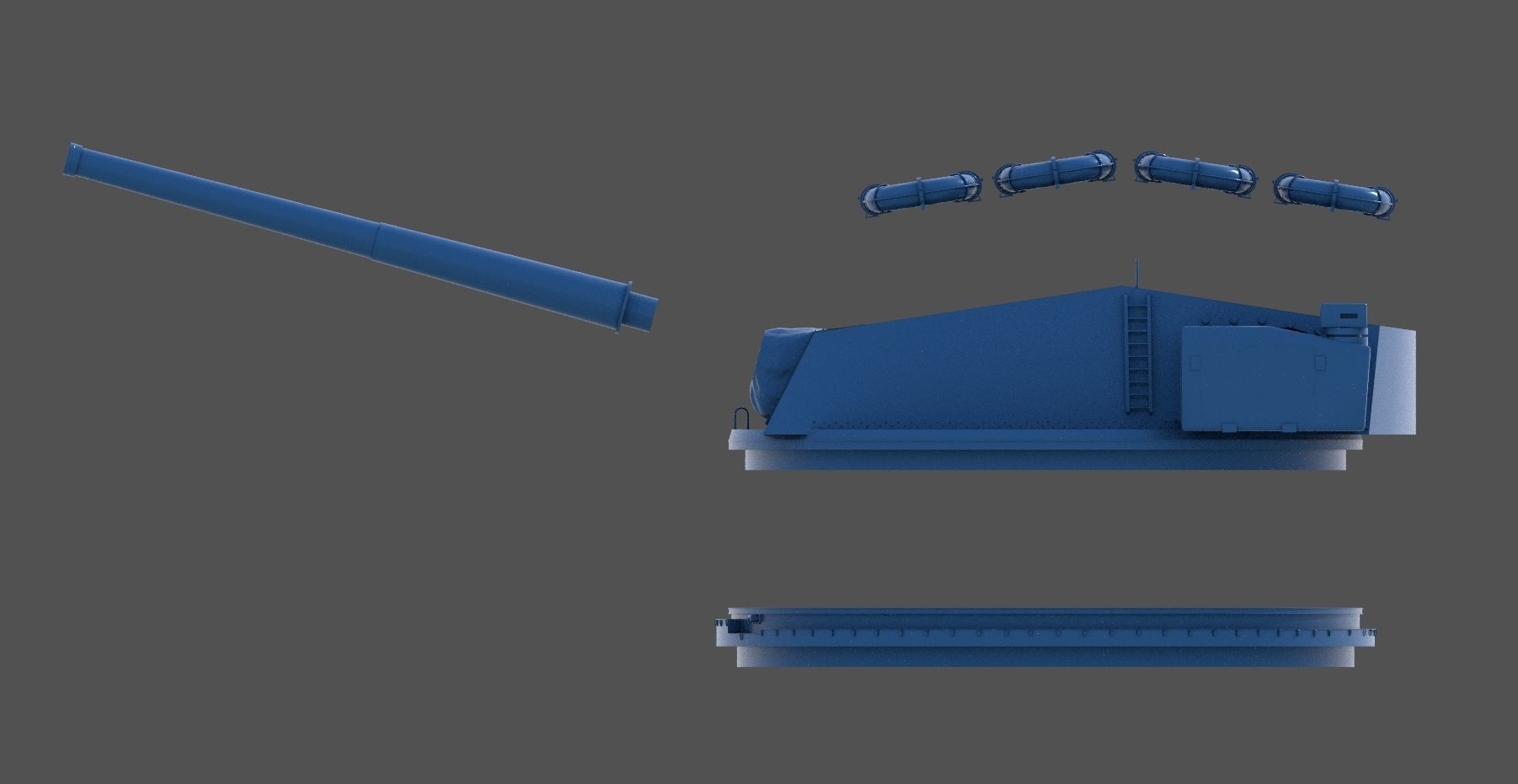 381mm WW2 Italian turret n1 - Personal license - 1-200 scale 3D model ...