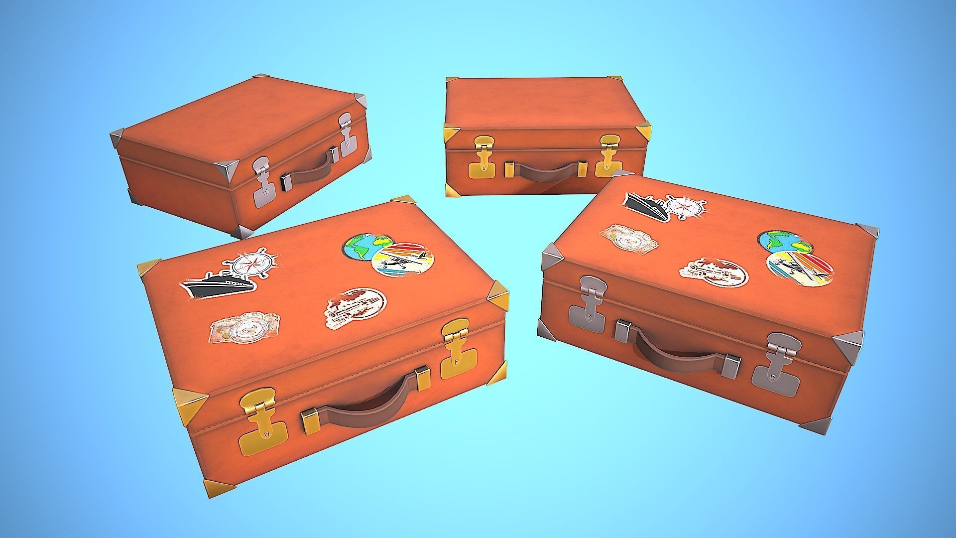 3D model SUITCASE TRAVEL ANIMATED CARTOON STYLIZED VR / AR / low-poly ...