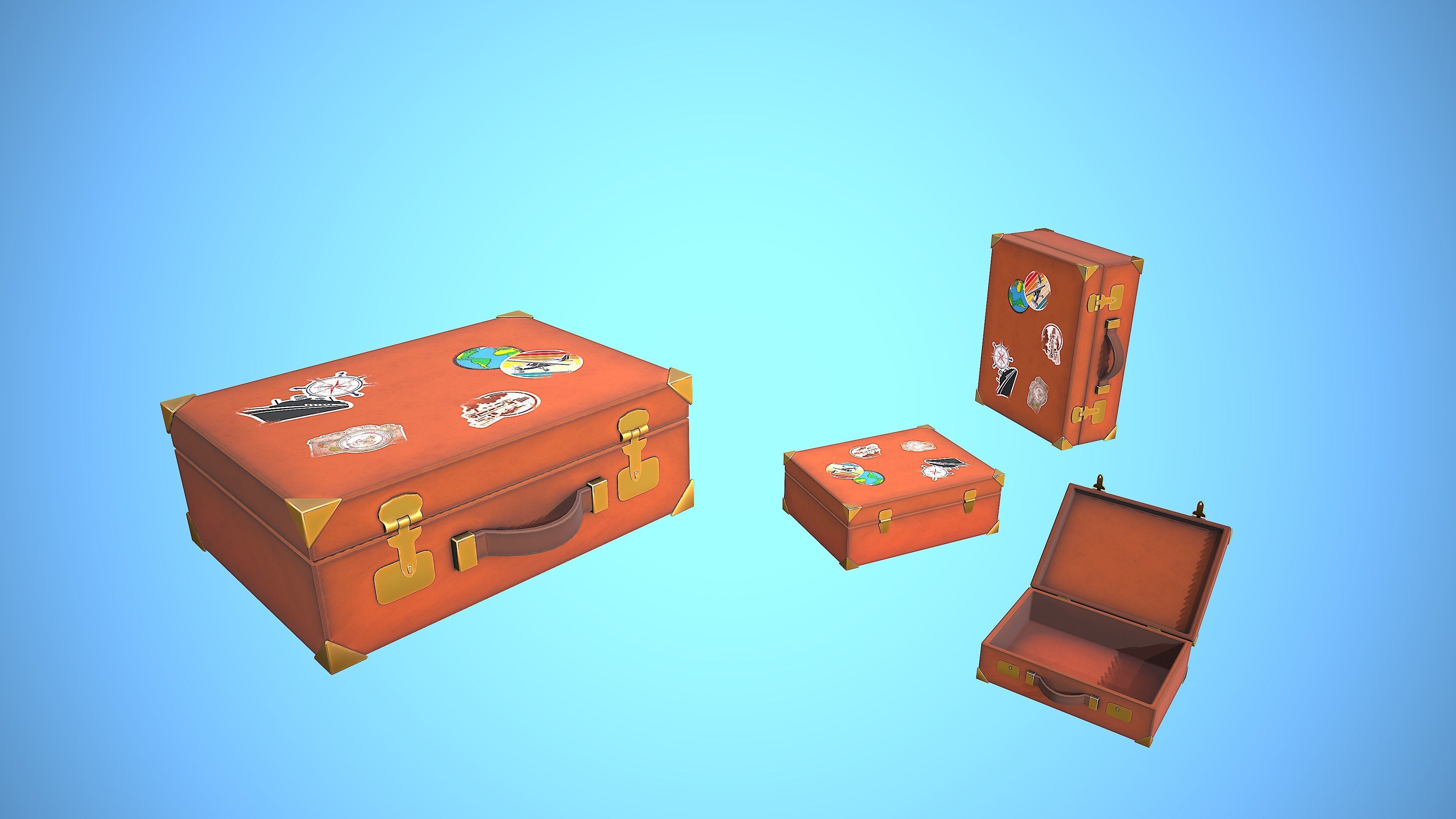 3D model SUITCASE TRAVEL ANIMATED CARTOON STYLIZED VR / AR / low-poly ...