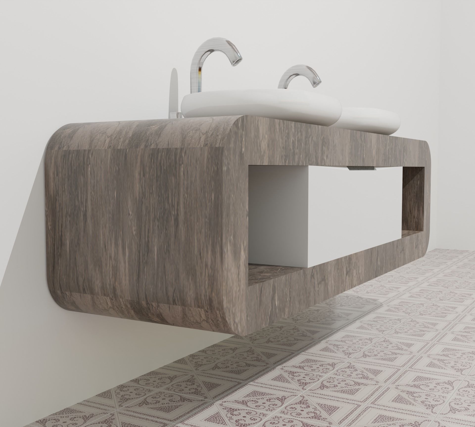 Furniture - Cabinets Bathroom white free 3D model | CGTrader