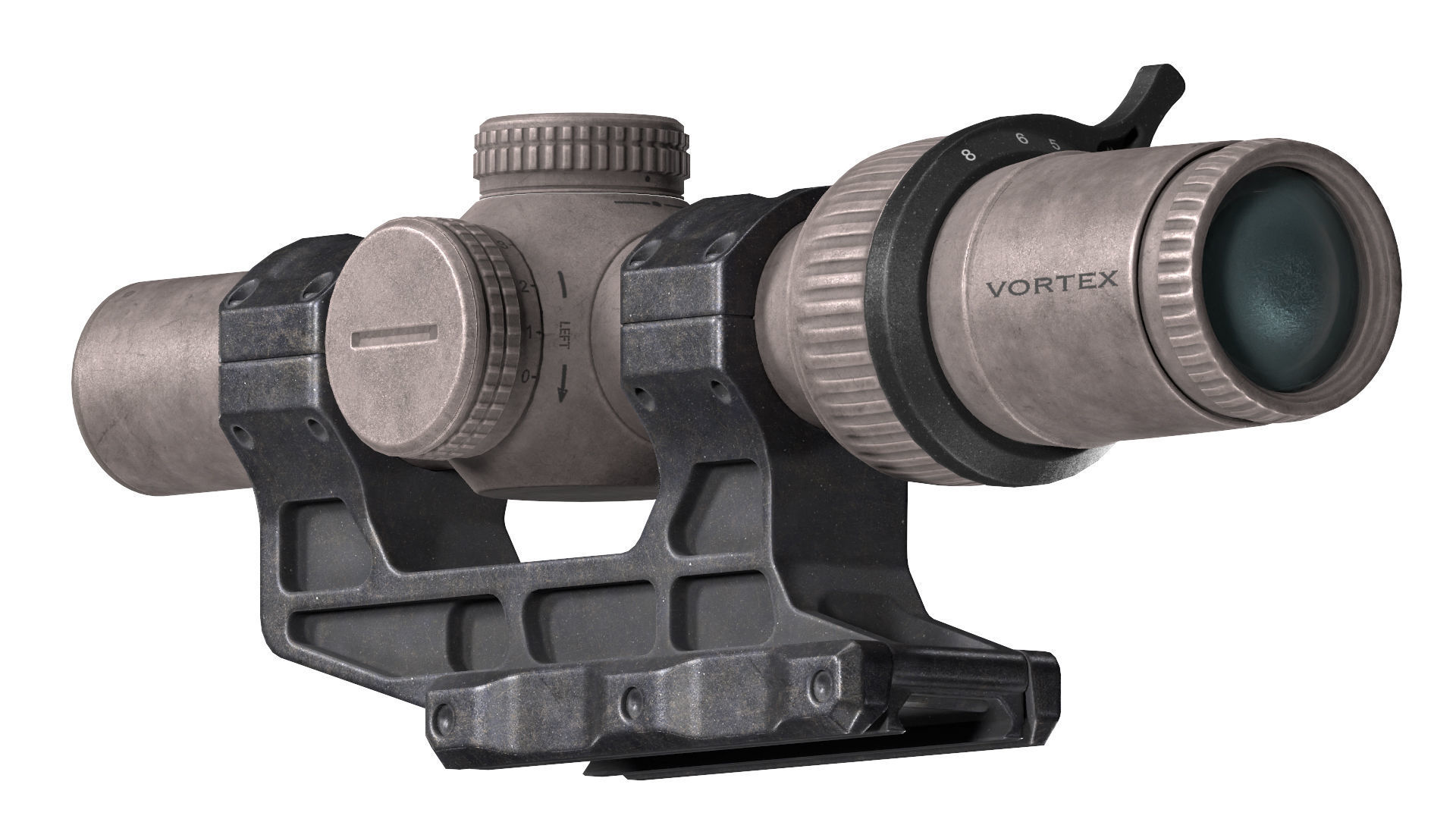 3D model MILITARY VORTEX 1X8 LPVO RIFLE SCOPE VR / AR / low-poly | CGTrader