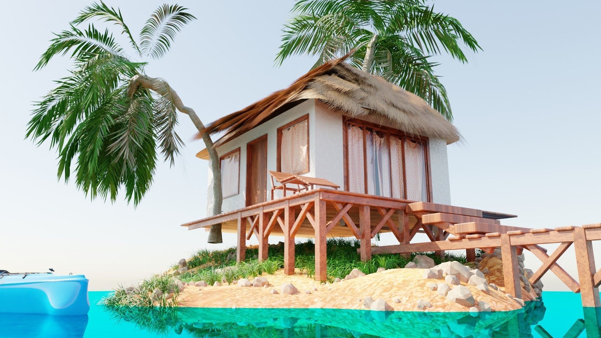 small island made with blender 3D model | CGTrader