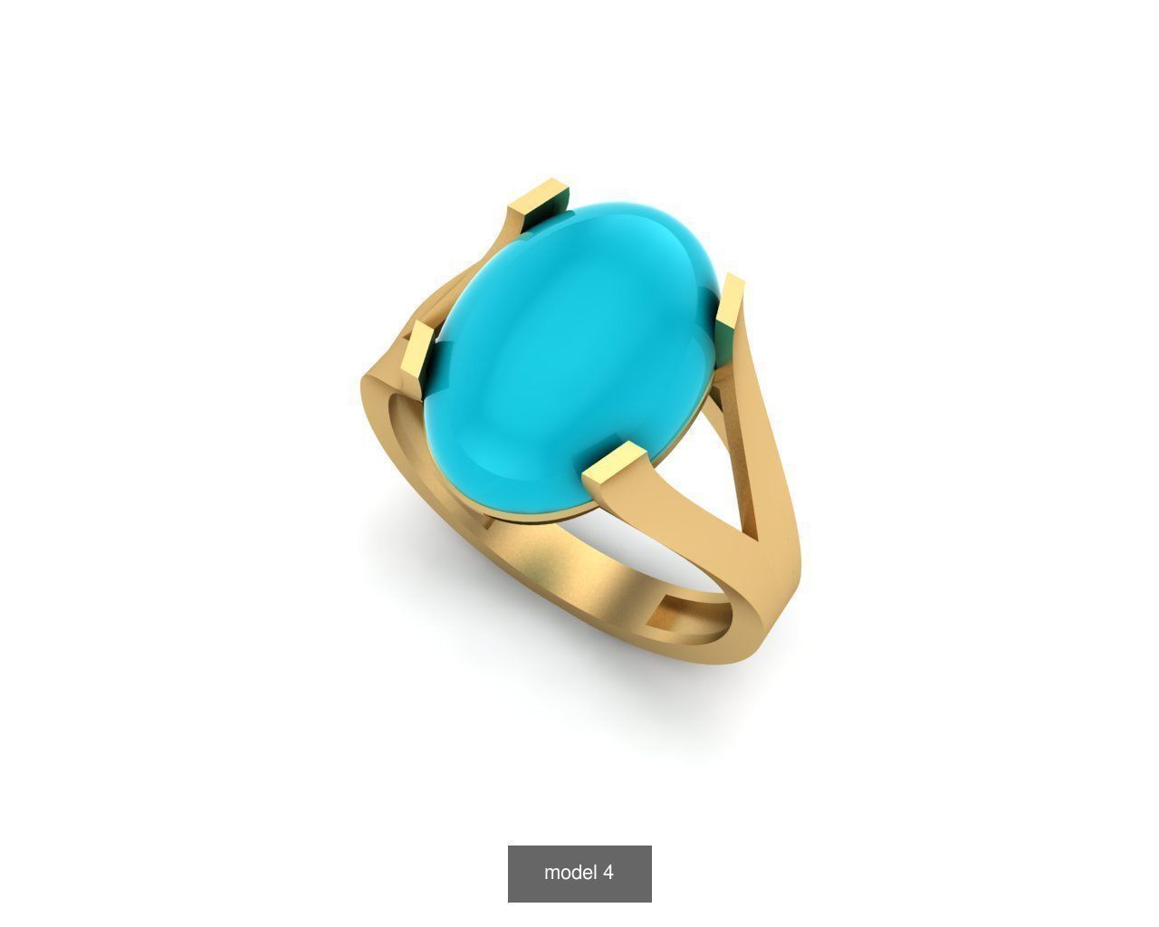 Gold and turquoise ring set 3D Model Collection | CGTrader