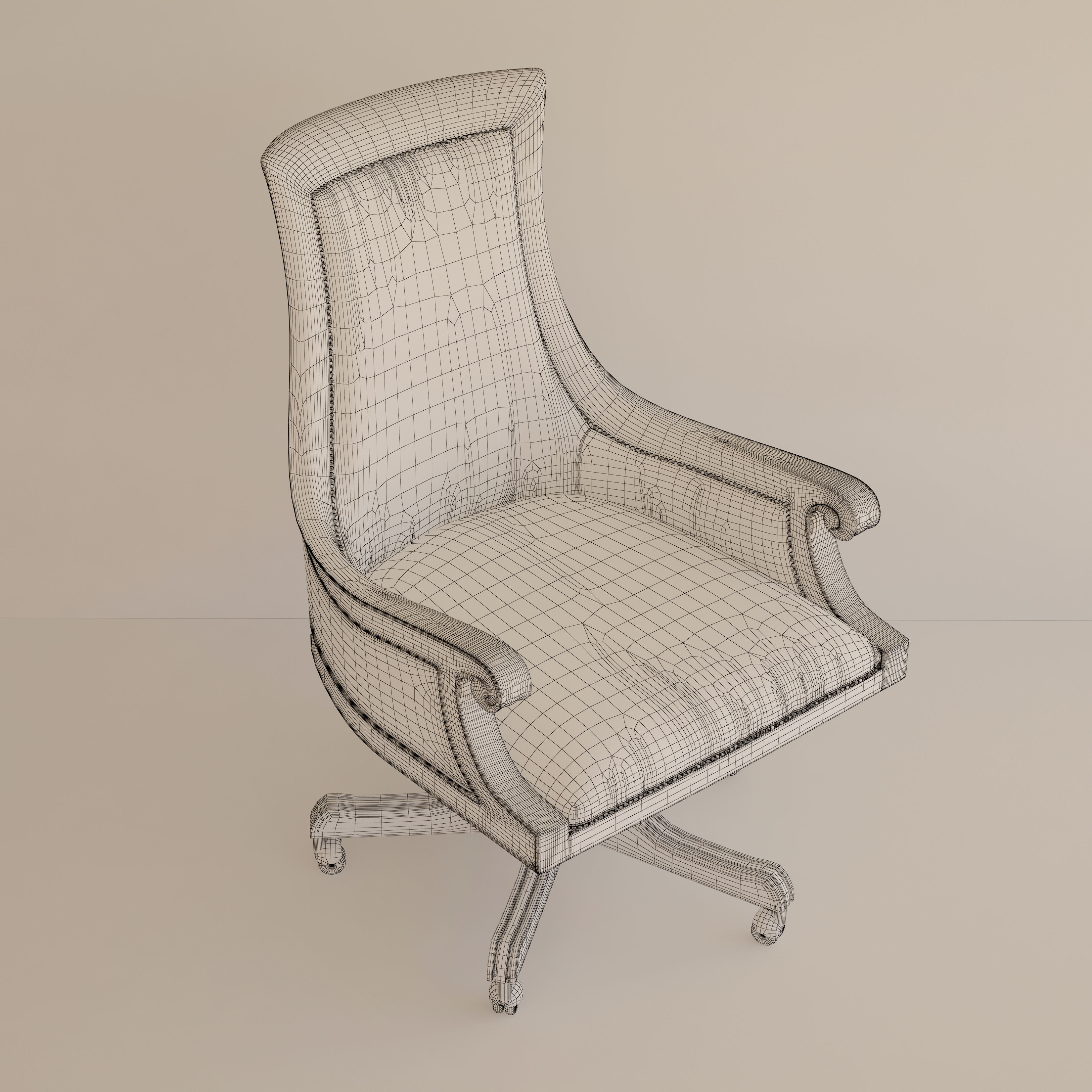 Classic VIP Wooden Revolving Chair 3D model | CGTrader