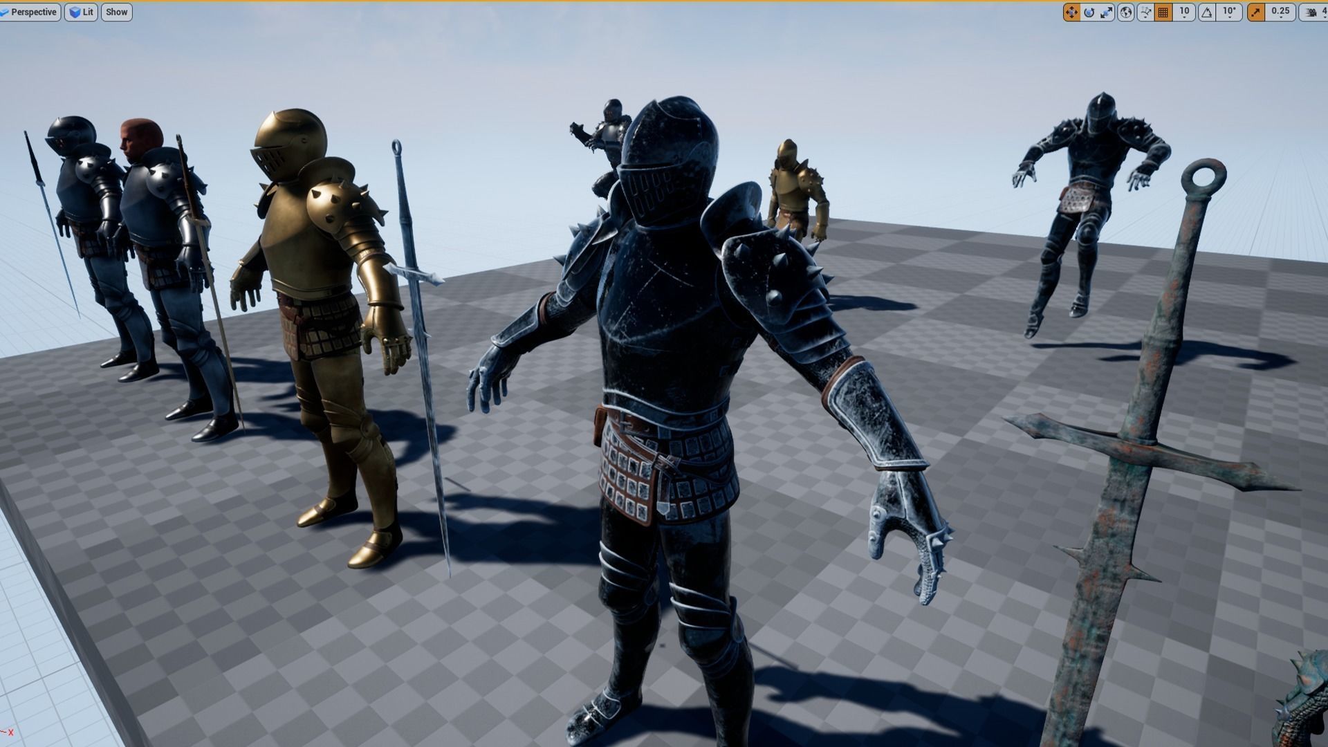 3D model Dark fantasy Knight in 5 variations Game ready VR / AR / low ...