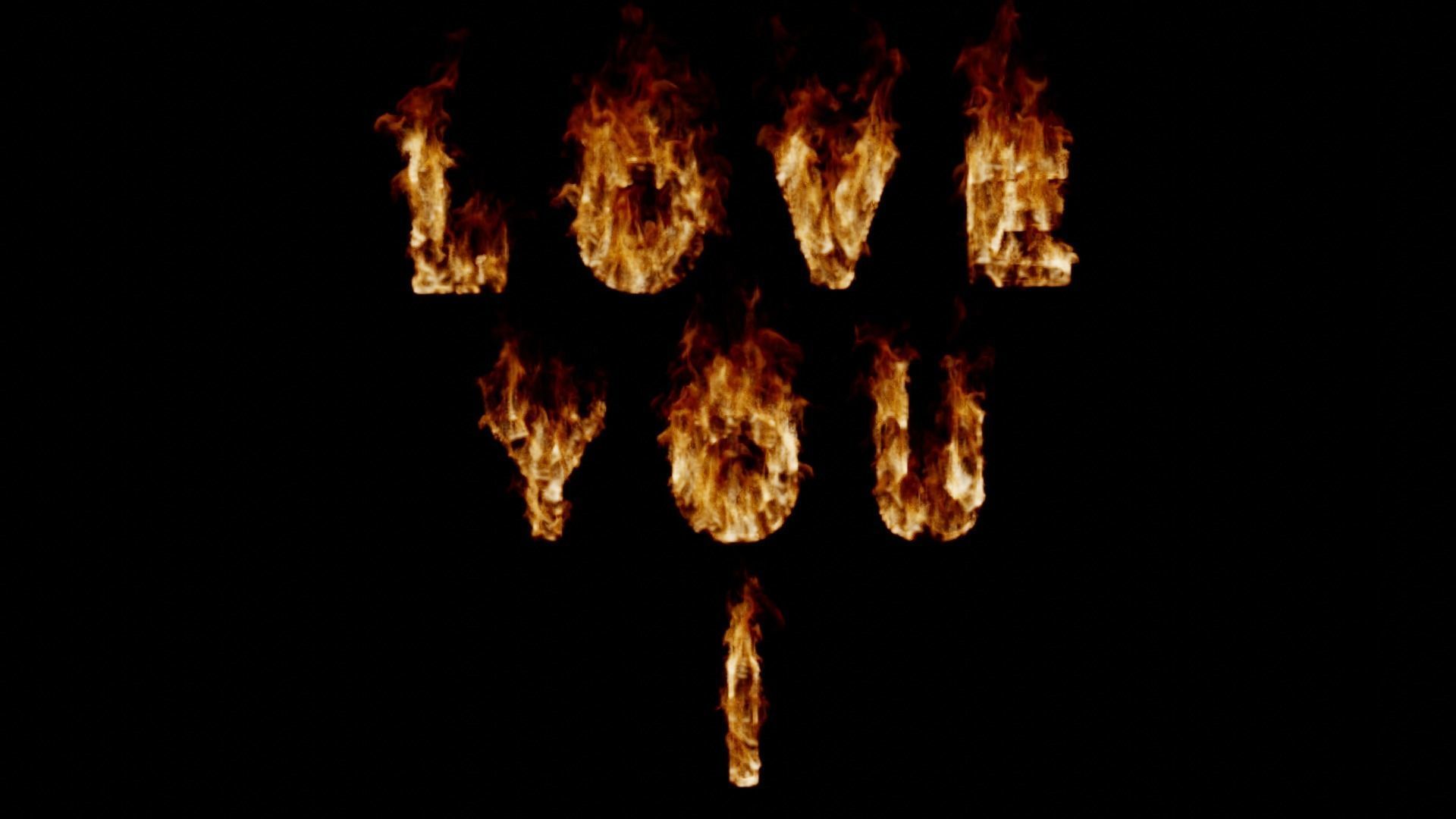 Love You fire text animation burn 3D model animated | CGTrader