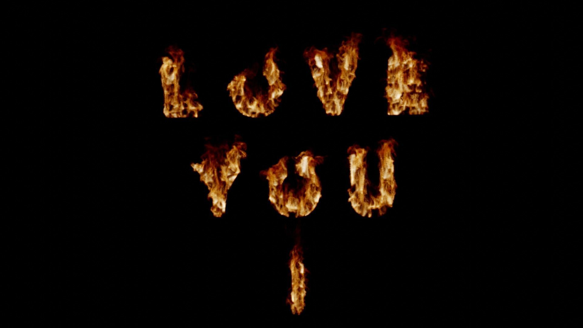 Love You fire text animation burn 3D model animated | CGTrader