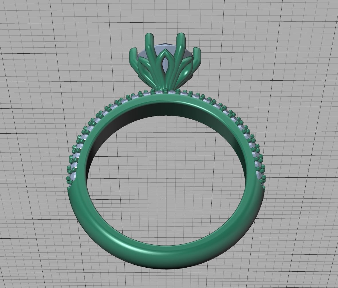 Gianna Engagement 3-Row Diamond Ring 1ct stone 3dprint model 3D model 3D printable | CGTrader