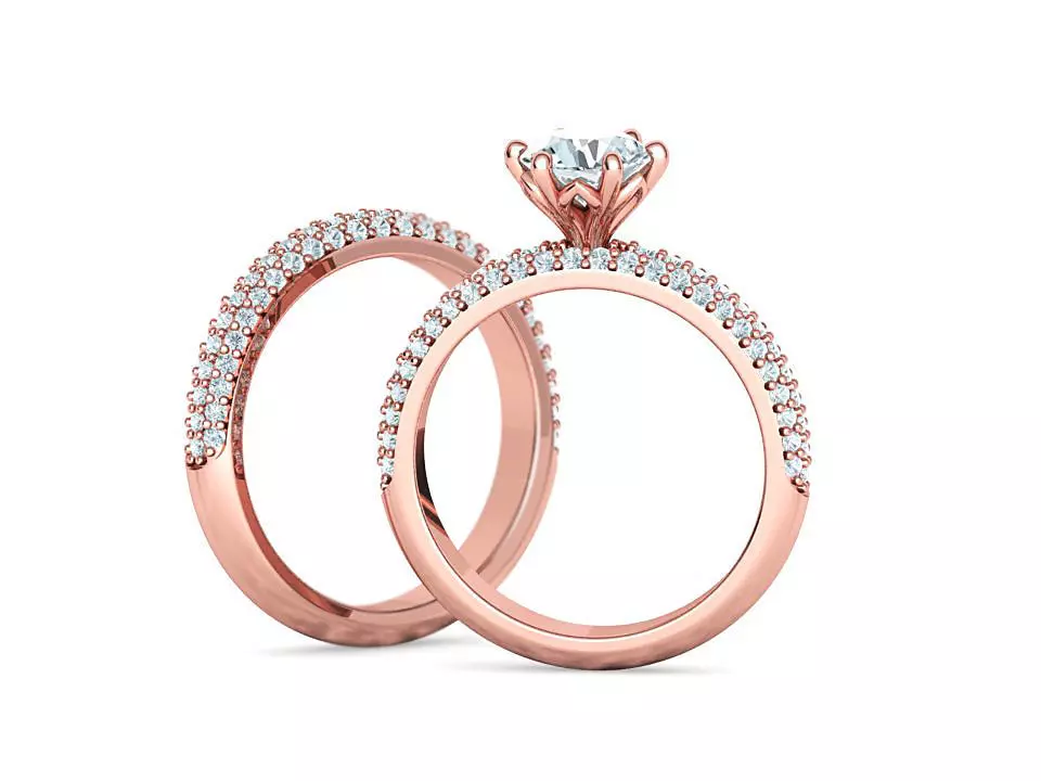 Gianna Wedding Set Engagement and Half Eternity rings 3dmodels 3D Model ...